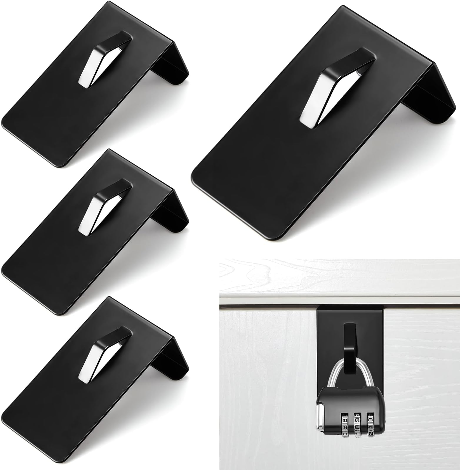 Yaocom 4 Pcs Lockbox Over The Door Black Lockbox Bracket Heavy Duty ...