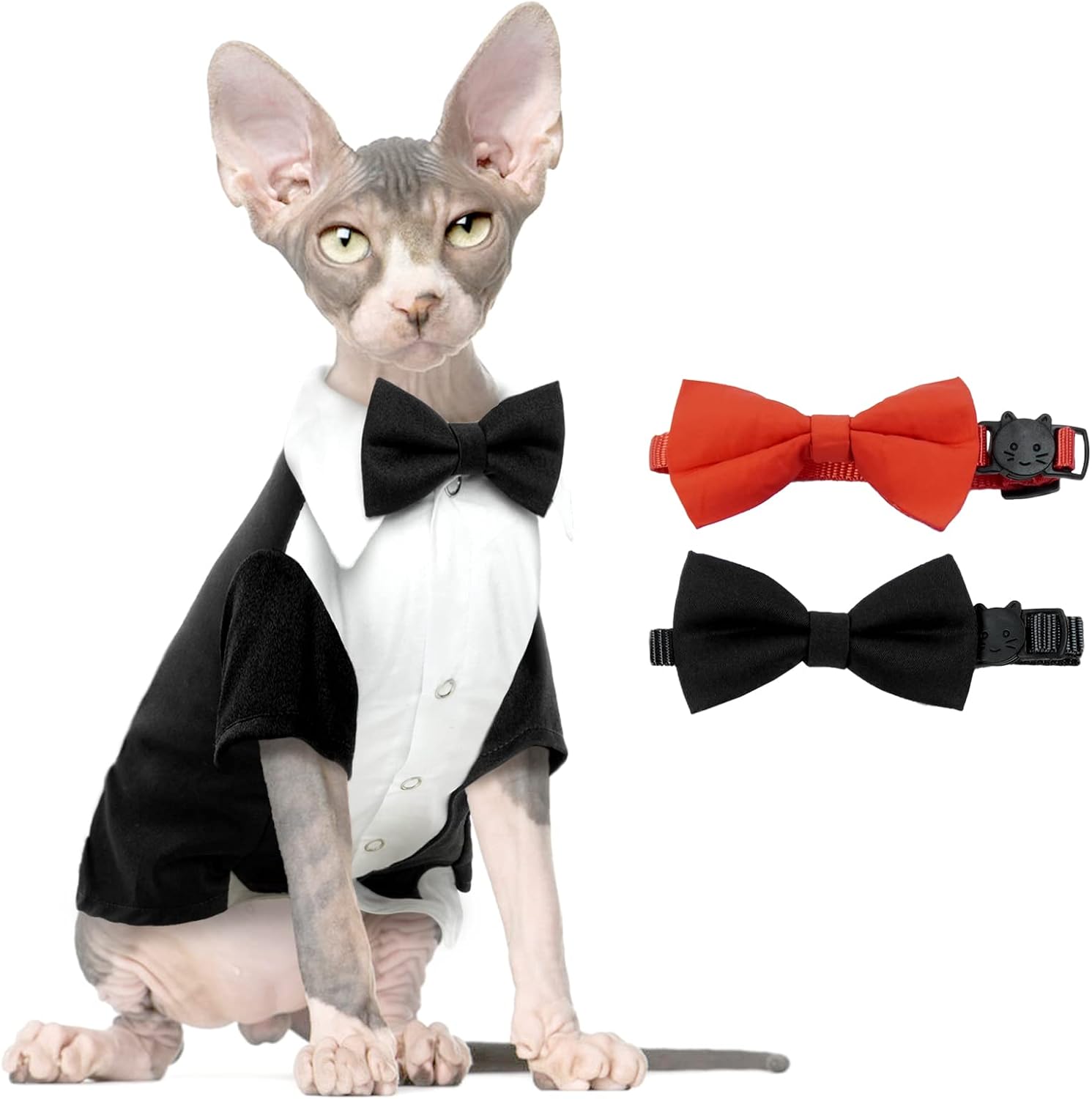 Amazon.com : Bonaweite Hairless Cat Tuxedo Shirt - Cat Wedding Outfit ...