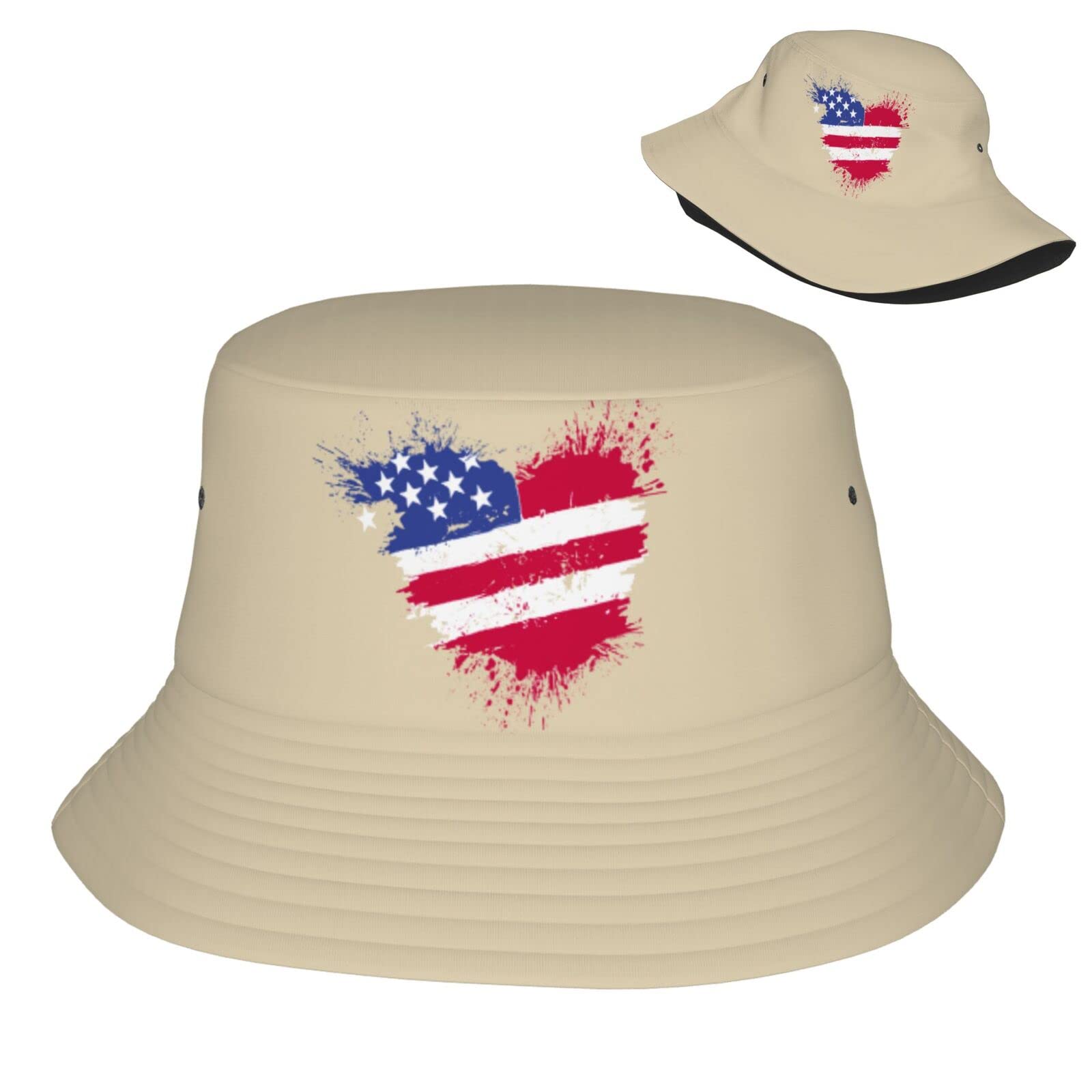 Snapklik.com : American Funny Flag Tan Bucket Hats For Women Summer Sun ...