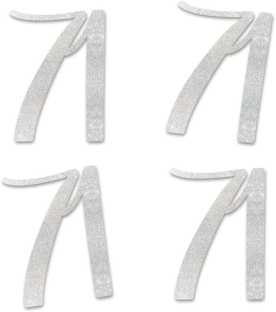 Amazon.com: Silver Glitter 71 Cut-Out Numbers, 71st Birthday Party ...