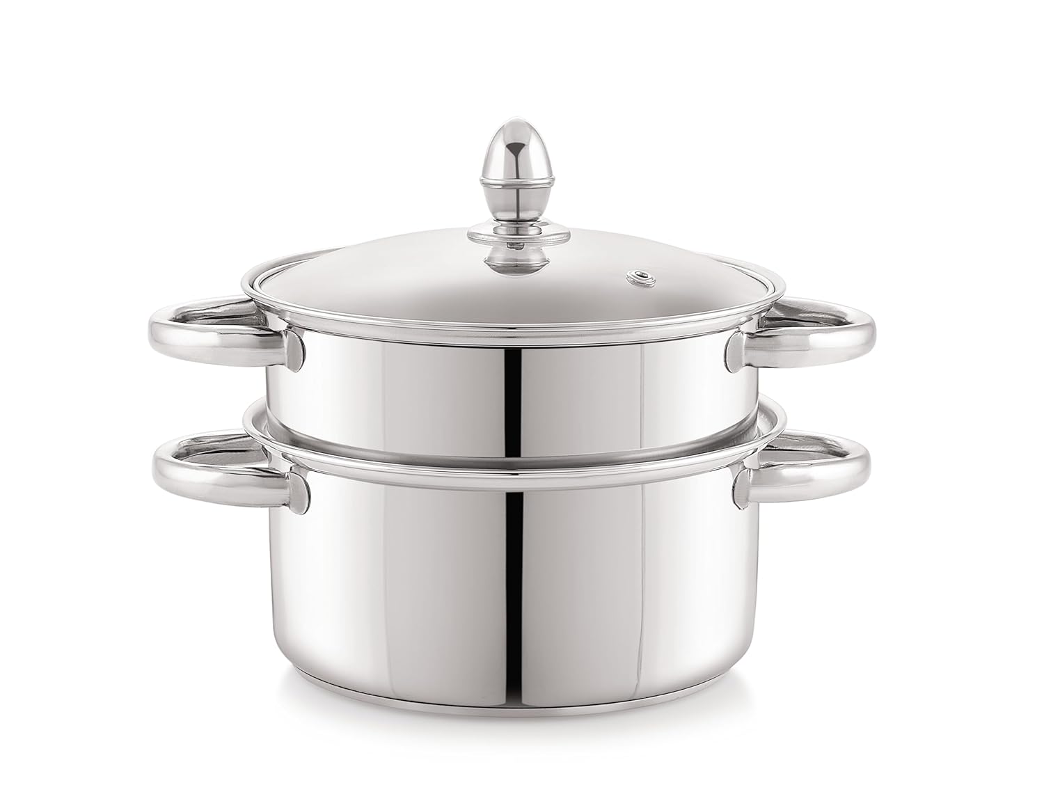Pigeon Elantra Stainless Steel 2 Tier Steamer Pot Set with Glass Lid ...