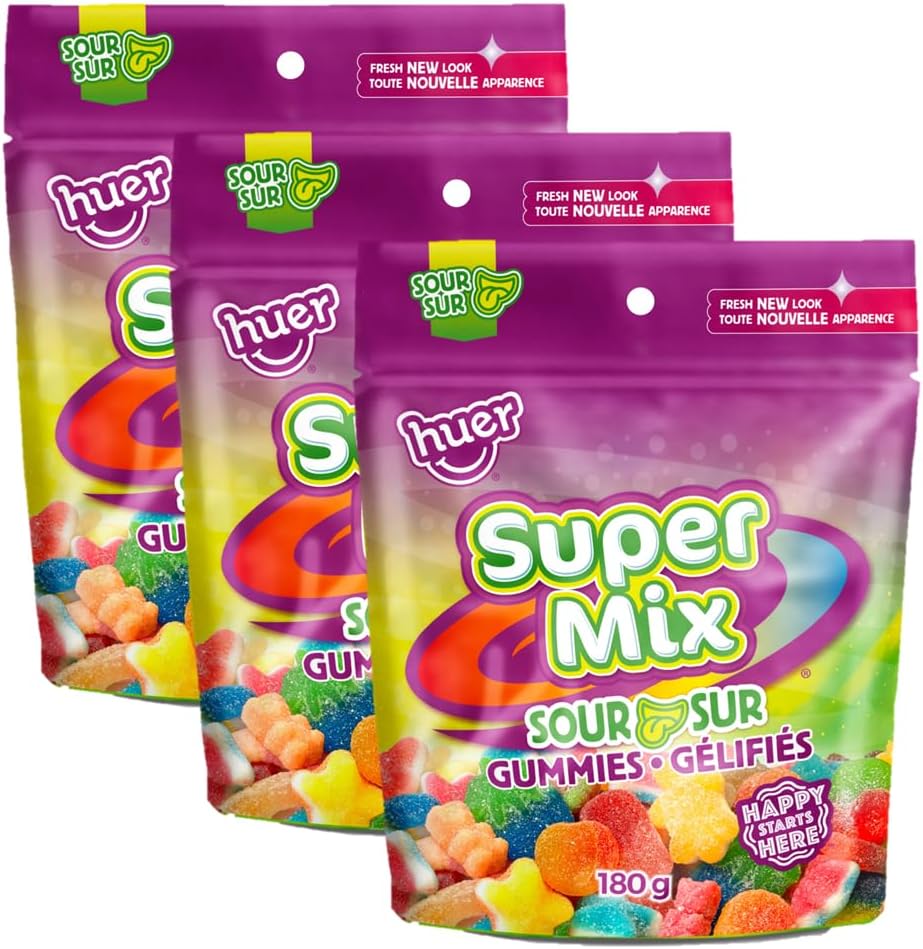 Huer - Super Mix Assorted Sour Flavored 3 Pack - Soft & Chewy Gummy ...