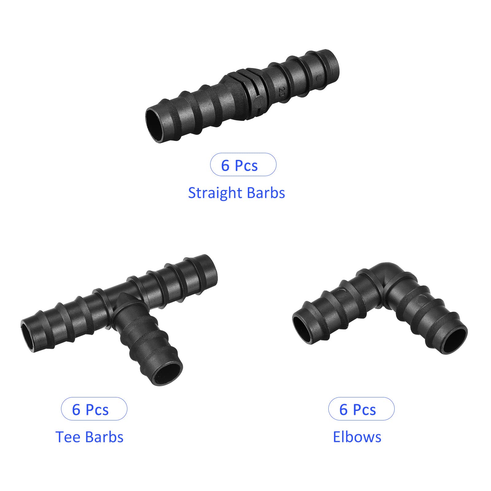 M METERXITY 25 Pack Tee Barb Fittings – 19.5mm Barbed Tee Hose Fitting 3 Way Connectors Apply to ...