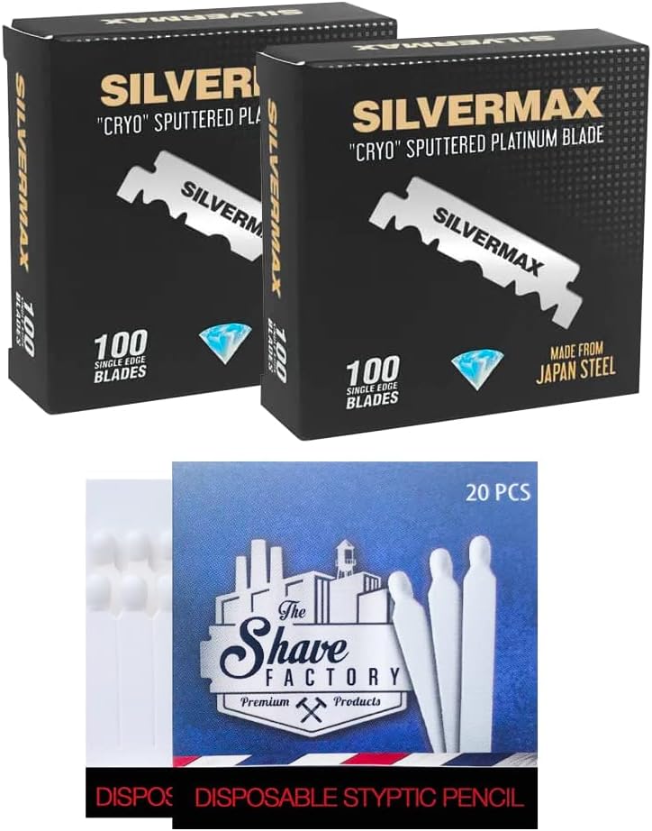 2x 100 Single Edge Razor Blades American Razor Blades & 20 Free Styptic ...