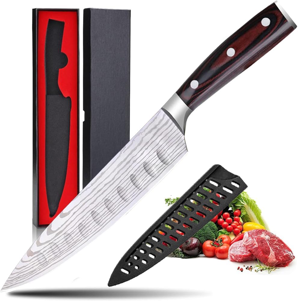 SMART PEPPER Chef Knife Kitchen Knife 8 Inch Chef's Knife High Carbon ...