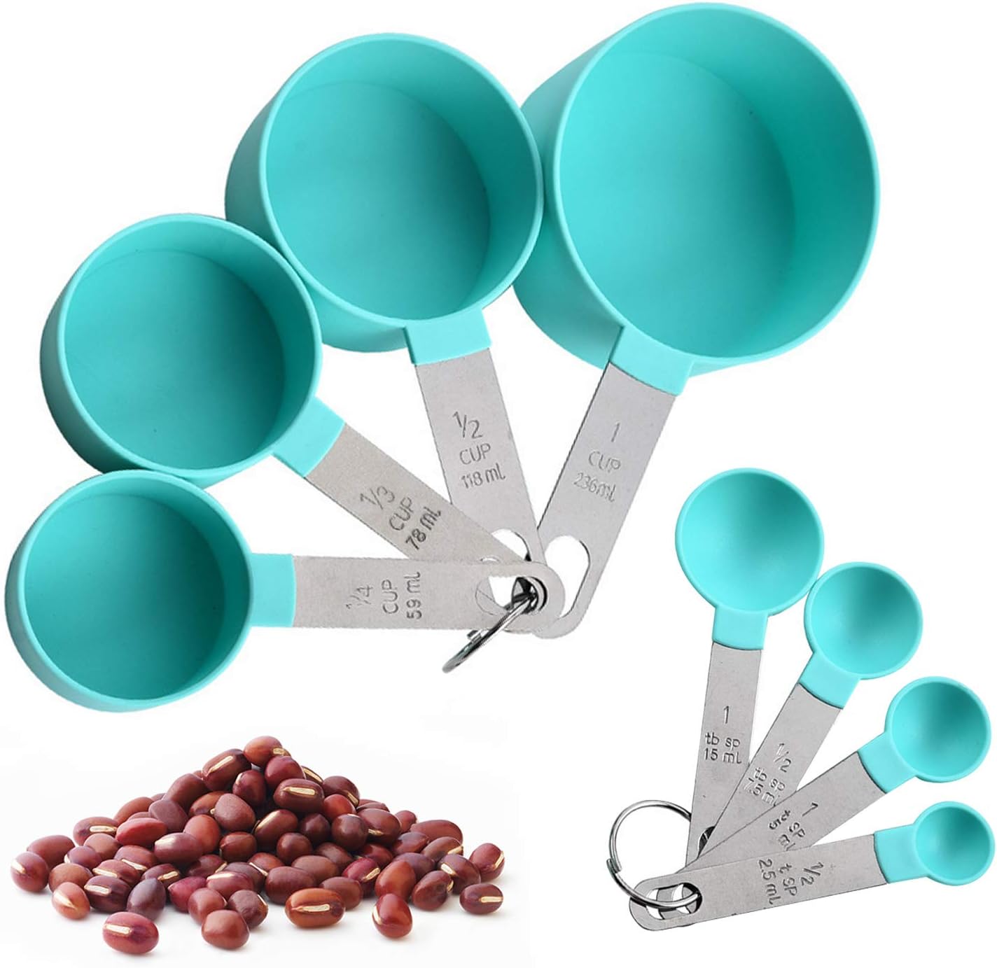 Amazon.com: Measuring Cups and Spoons Set, 8 Pcs Stackable Plastic ...