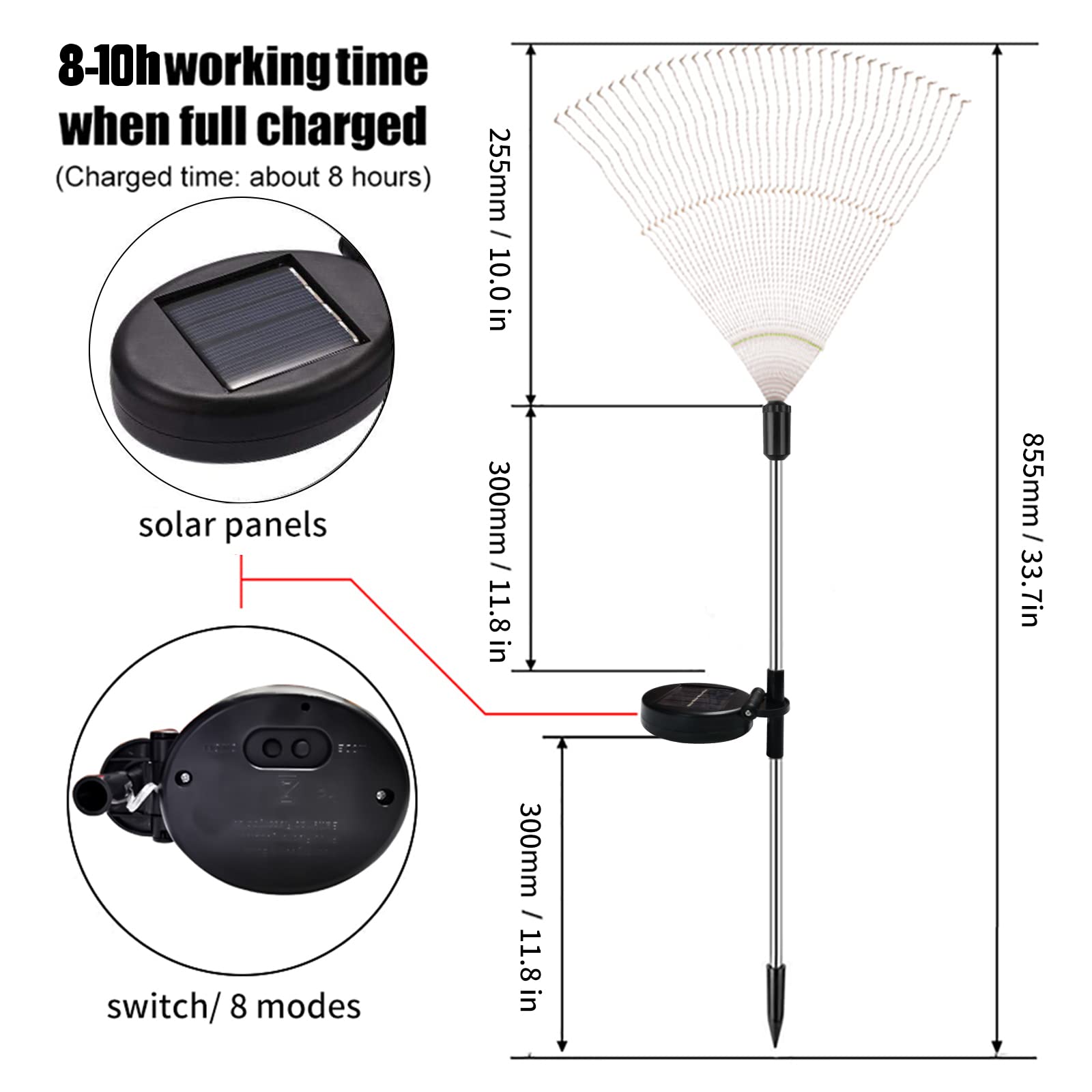 Honche Solar Garden Lights Outdoor Waterproof, LED Firefly Starburst ...