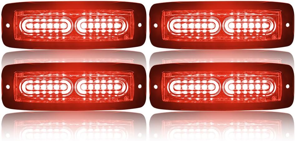 Amazon.com: Nrgedzam 4PCS 12-LED Red Strobe Lights, LED Emergency ...