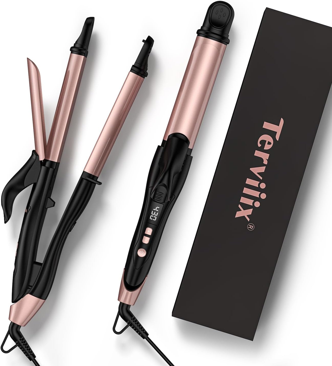 Amazon.com : Terviiix Travel Curling Iron & Hair Straightener 2 in 1, Travel Flat Iron Hair ...