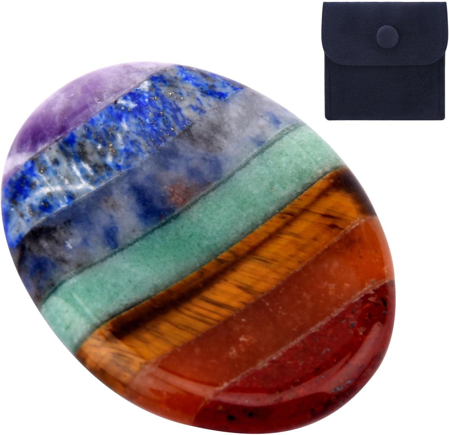 Thumb Worry Stone for Anxiety Rainbow Chakra Healing Crystal Oval ...