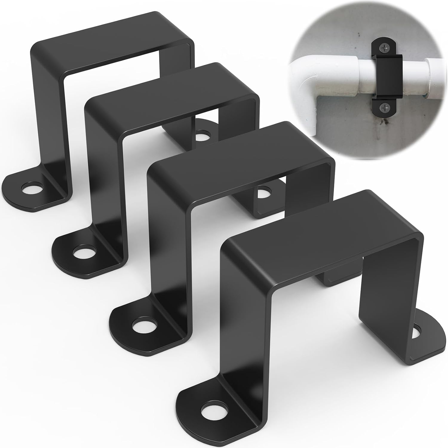 Square Tube Strap Clamp, Black Deck Fence Post Tie Bracket, Square Pipe ...