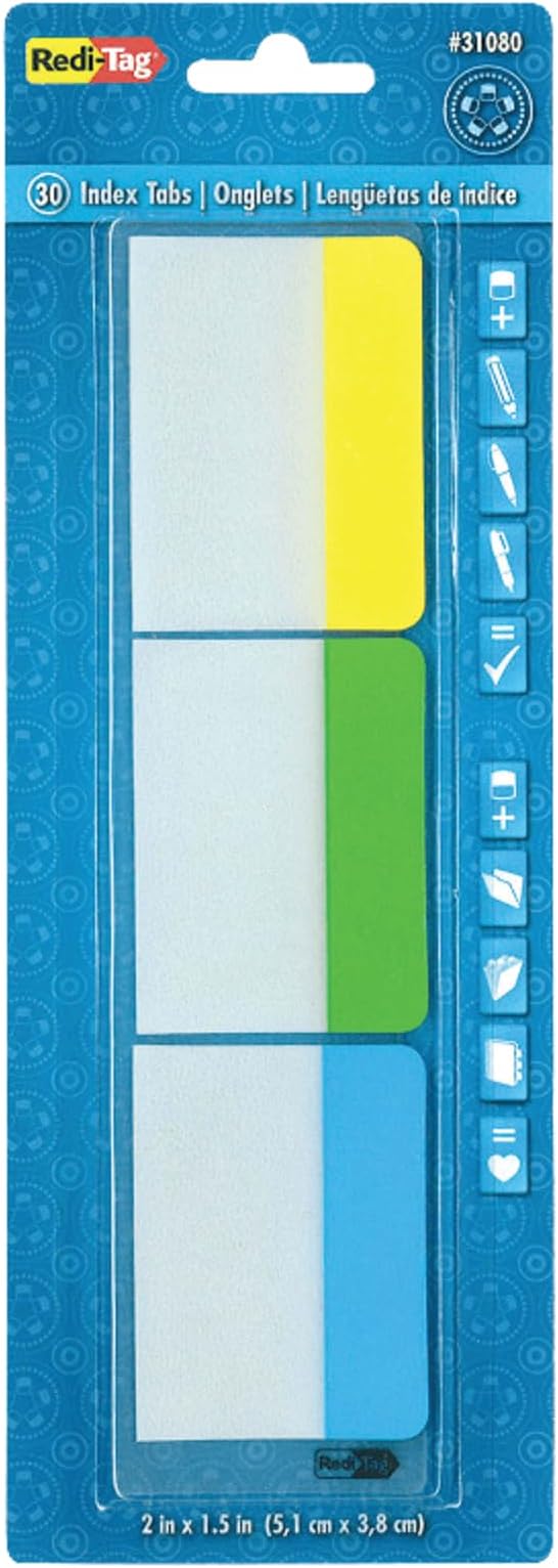Amazon.com : Redi-Tag Writeable, Removable Index Tabs, 2-Inch, 30-Pack ...