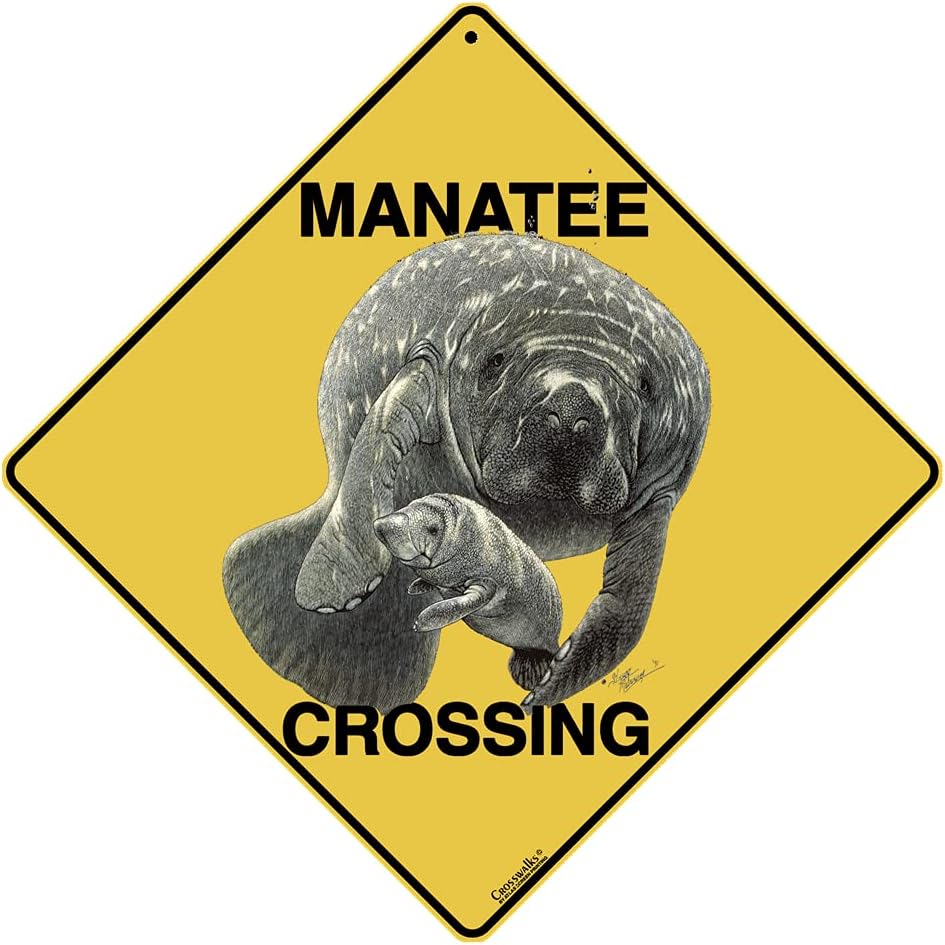 Amazon.com : CROSSWALKS Manatee Crossing12" X 12" Aluminum Sign (X10 ...