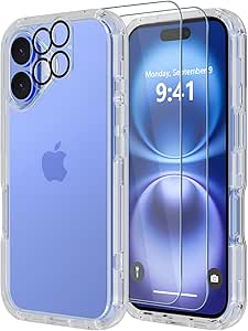 Amazon.com: Diverbox for iPhone 16 Plus Case [Shockproof] [Dropproof] [Tempered Glass Screen ...