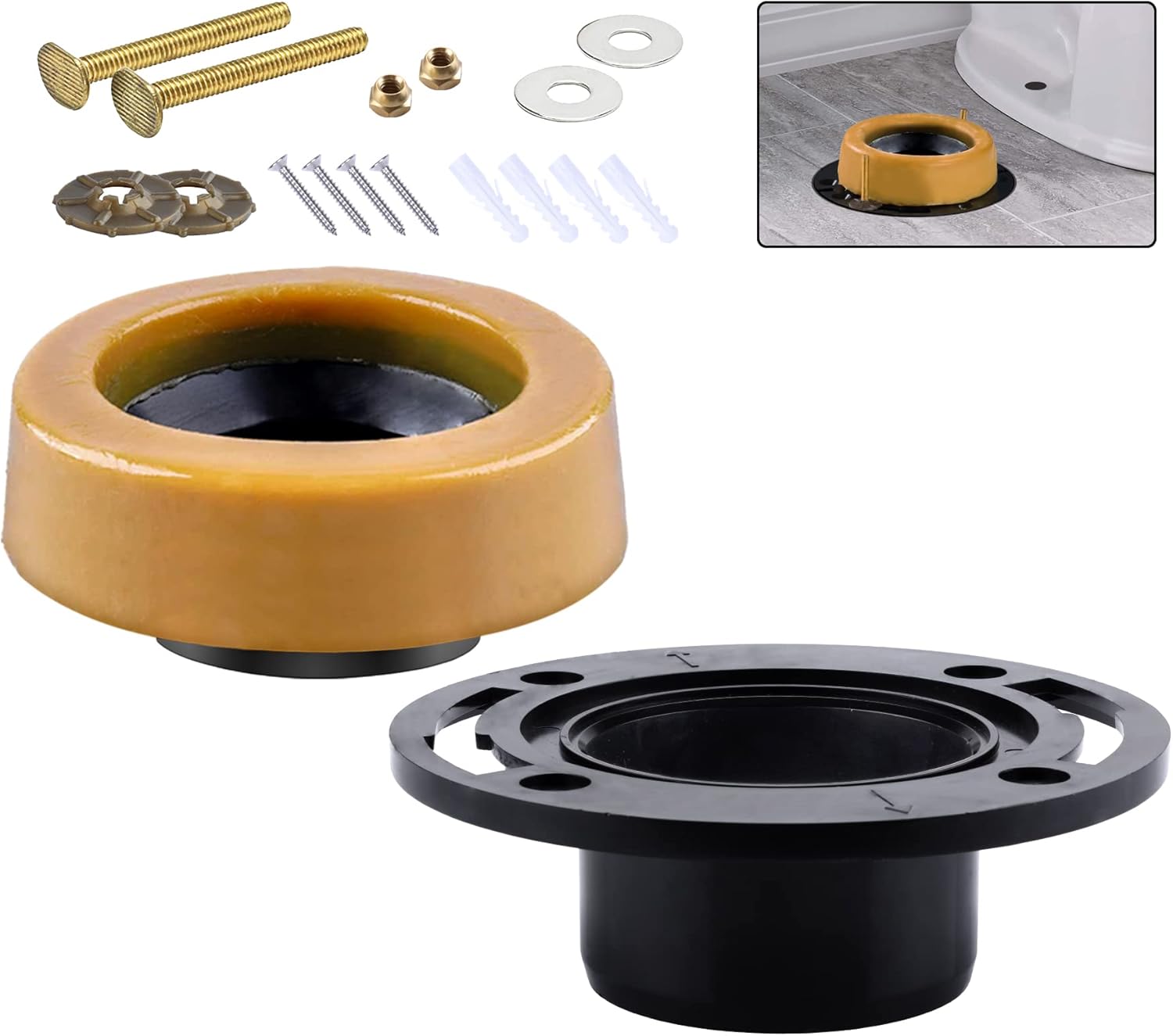 Amazon.com: boeemi Bridas de inodoro y anillos de cera para inodoros ...