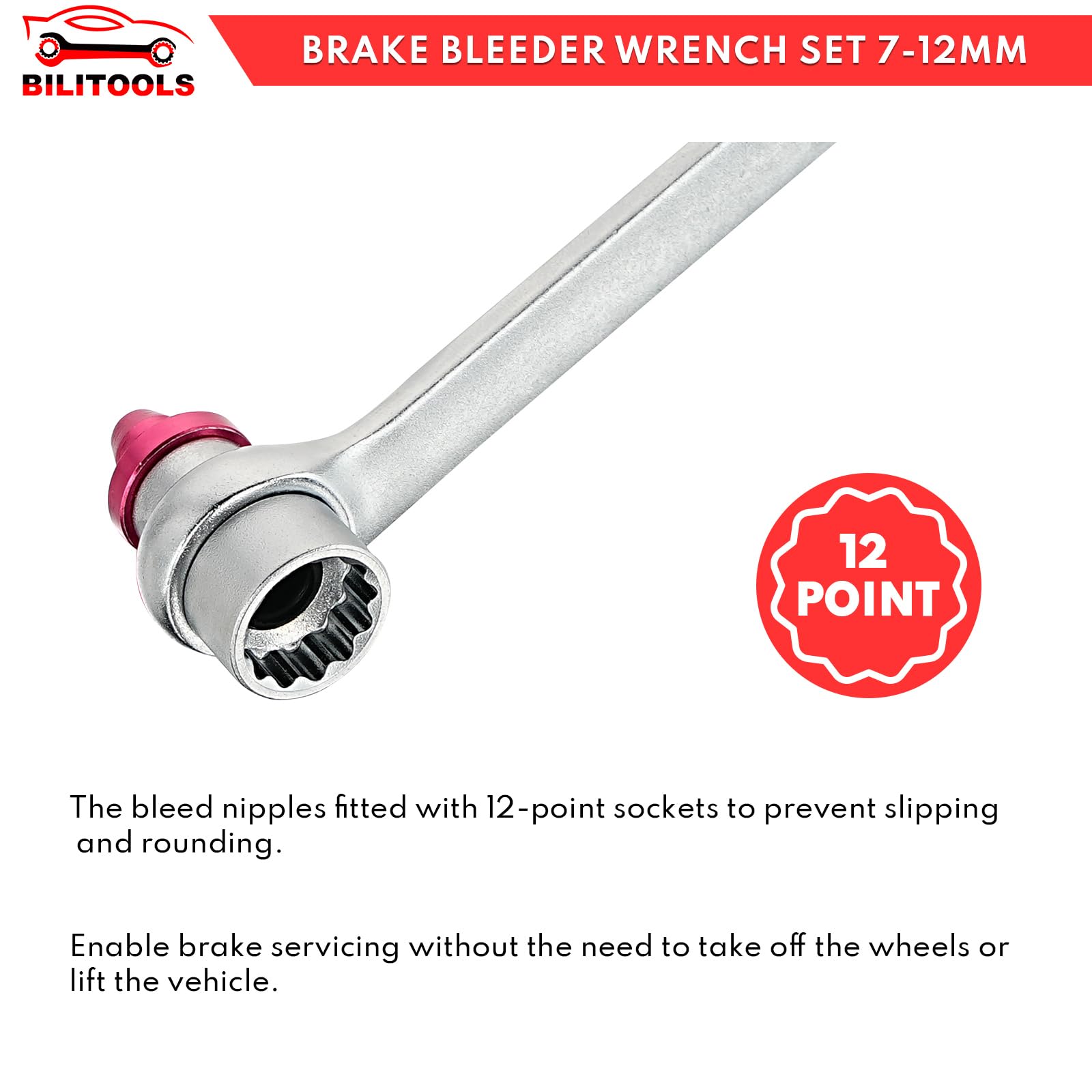 Snapklik.com : BILITOOLS Brake Bleeder Wrench Set, 7 8 9 10 11 12 MM ...