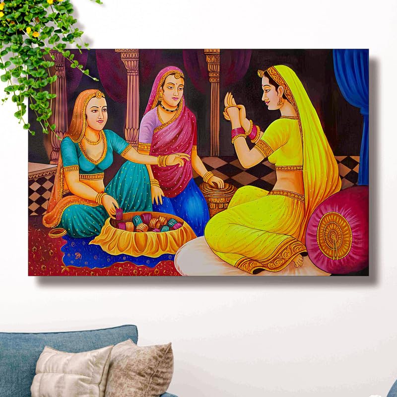 SAF paintings Unframed Rolled Art Print| Canvas Rajasthani Woman Wall ...