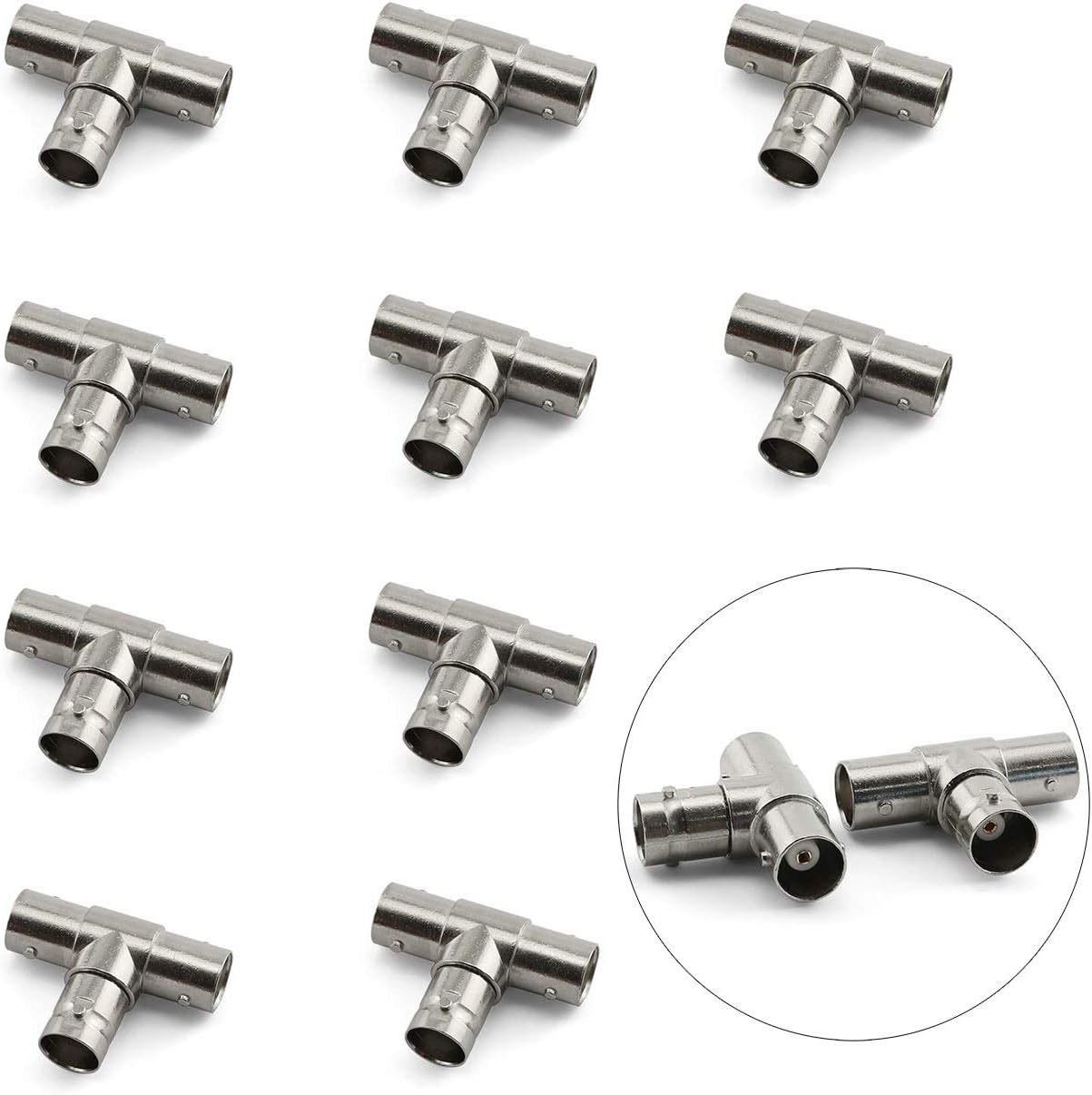 RuiLing - Adaptador BNC Hembra a Doble BNC Hembra, Conector coaxial RF en Forma de T, 3 vías ...