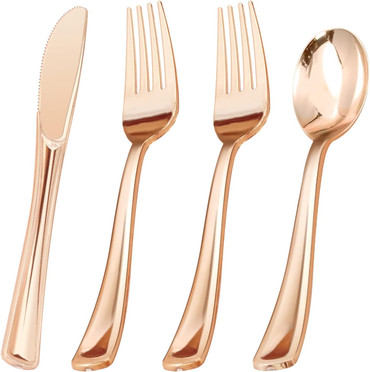 Amazon.com: 150 pcs Sturdy Rose Gold Silverware Set| Rose Gold Plastic ...