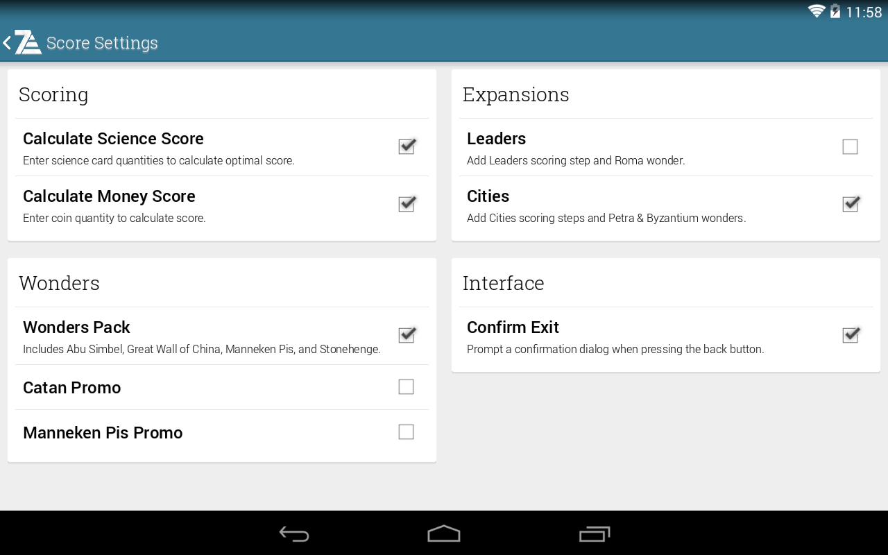 7 Wonders Score Sheet - App on Amazon Appstore