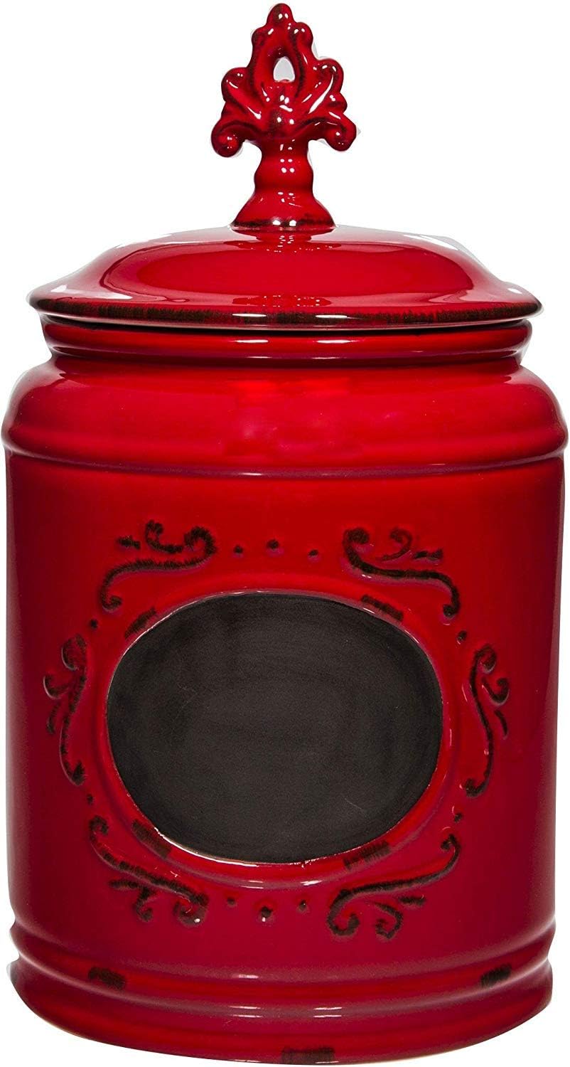 Amazon.com: Home Essentials Ceramic Round Chalkboard Medallion Canister ...