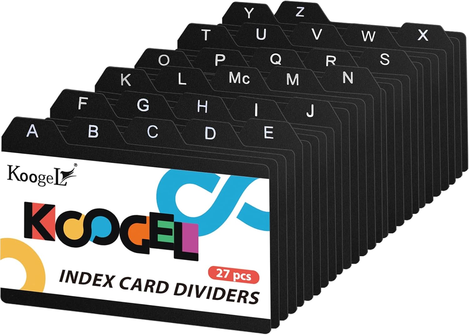 Koogel 27PCS Black Alphabetical File Dividers - 12.7x8.9cm Index Card ...