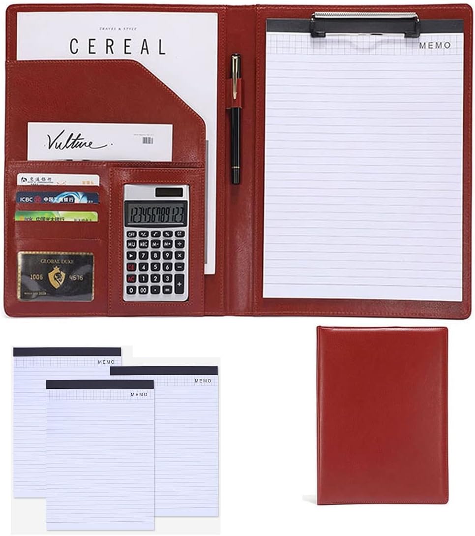 Amazon.com: Padfolio A4 Business Portfolio Conference Binder Leather ...