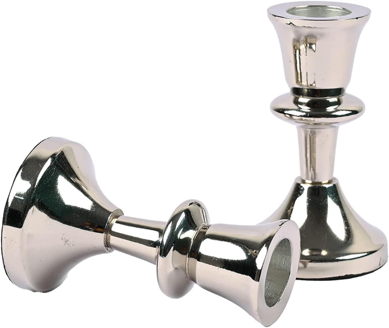 Amazon.com: Candlestick Holders Set of 2 - Silver Candlestick Holder ...