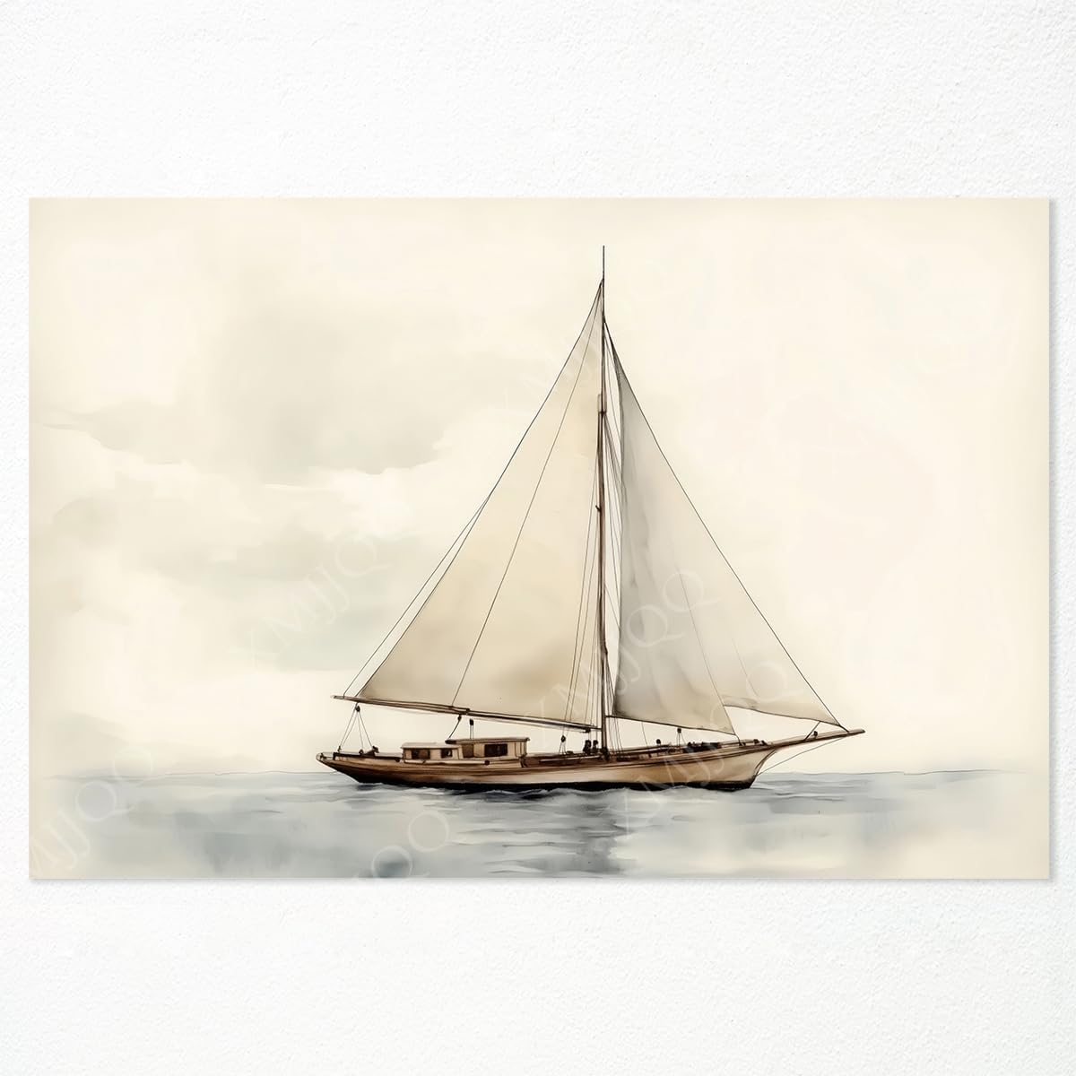 Amazon.com: XMJJQQ Vintage Sailboat Watercolor Painting, Coastal ...