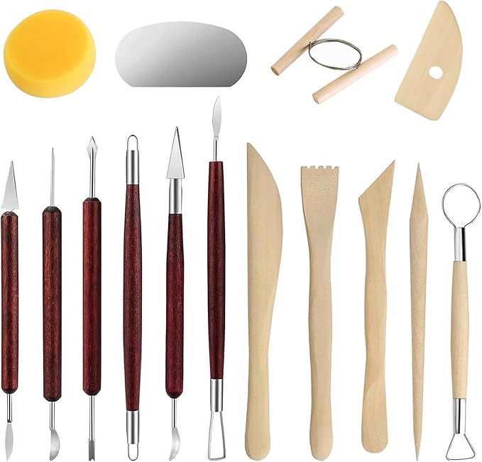 Fidqiog 15 Pcs Pottery Tools, Polymer Clay Tool Kit Set with ...