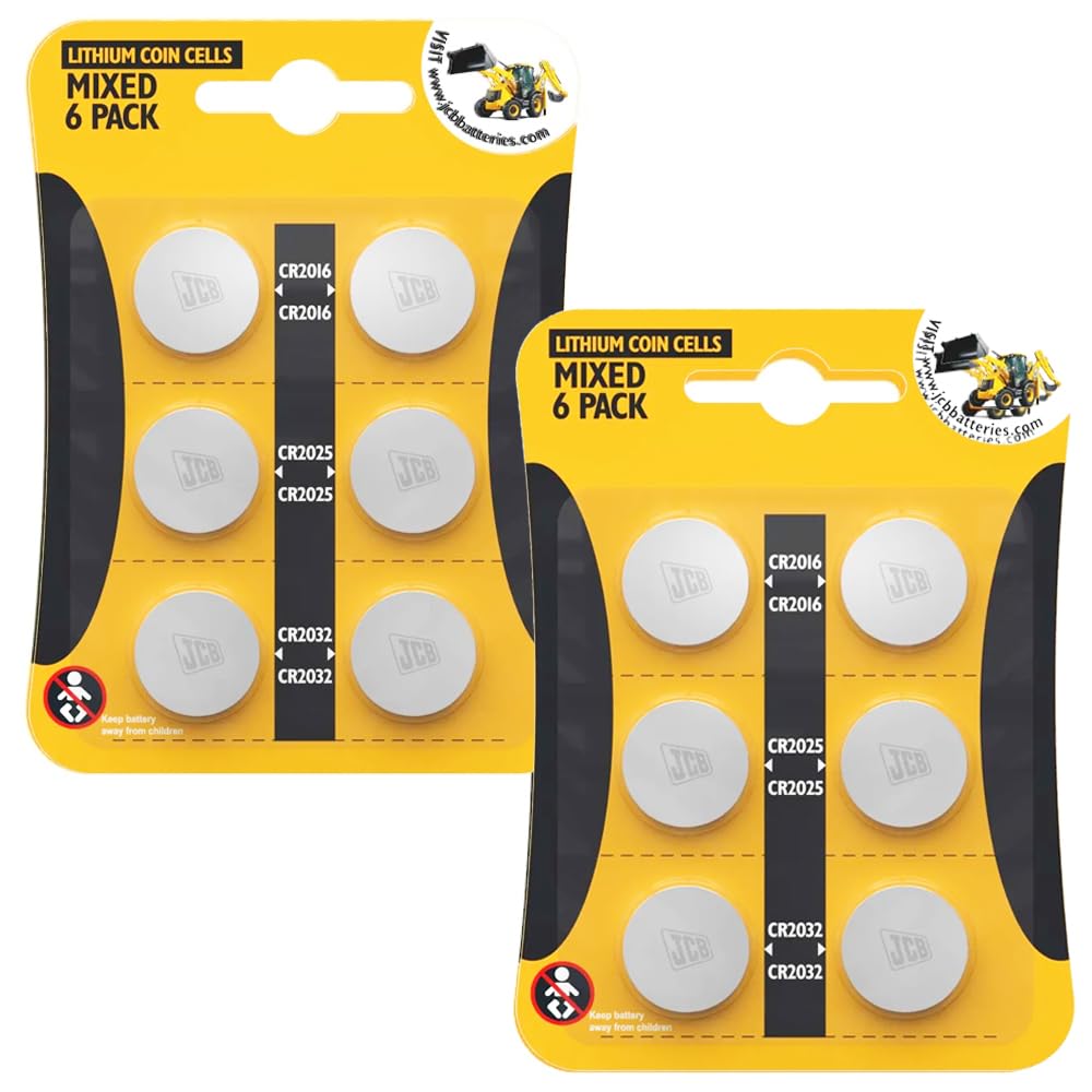 JCB Lithium Coin Battery 12 Pack | 4x CR2016 | 4x CR2025 | 4x CR2032 ...
