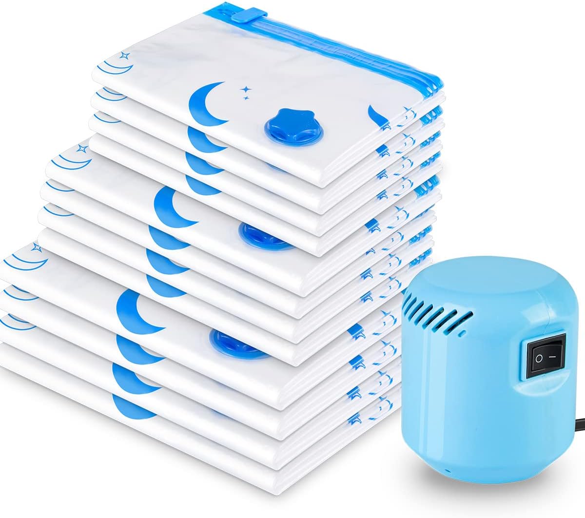 Vacuum Storage Bags with Electric Air Pump, 12 Pack (4 Jumbo, 4 Large ...