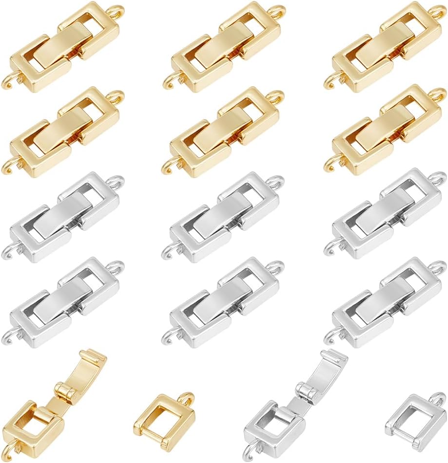 Amazon.com: UNICRAFTALE 16pcs 2 Colors Brass Fold Over Clasps Bracelet ...