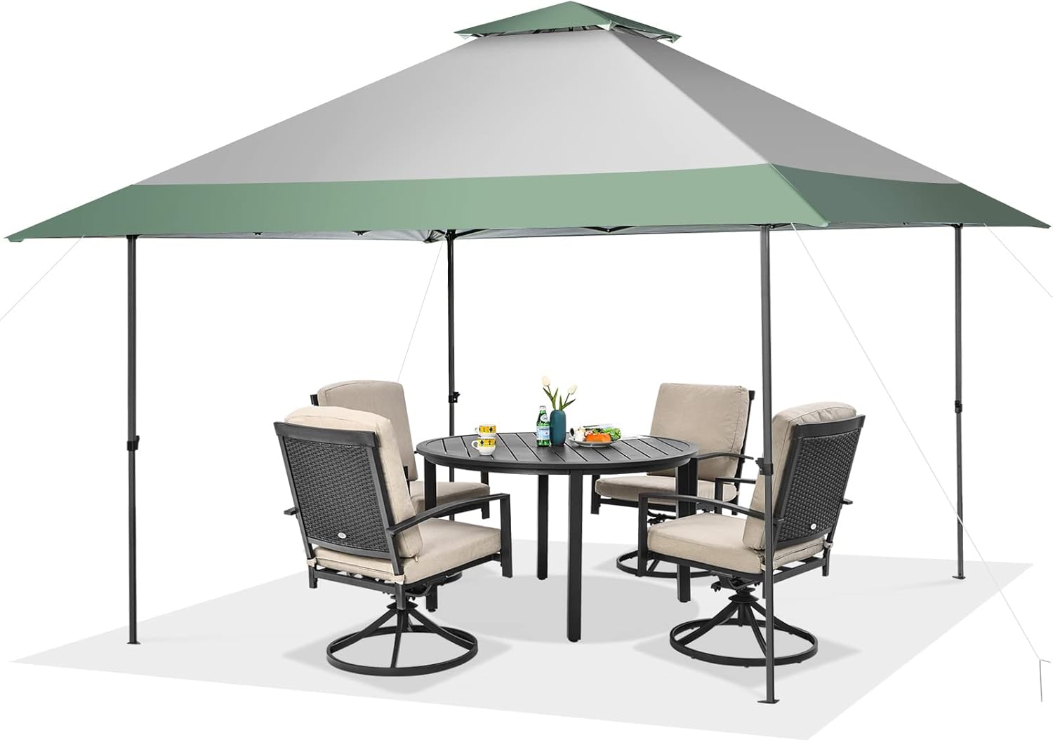 Amazon.de: COSTWAY 4x4m Pop-Up-Pavillon, Gartenpavillon mit doppelt ...