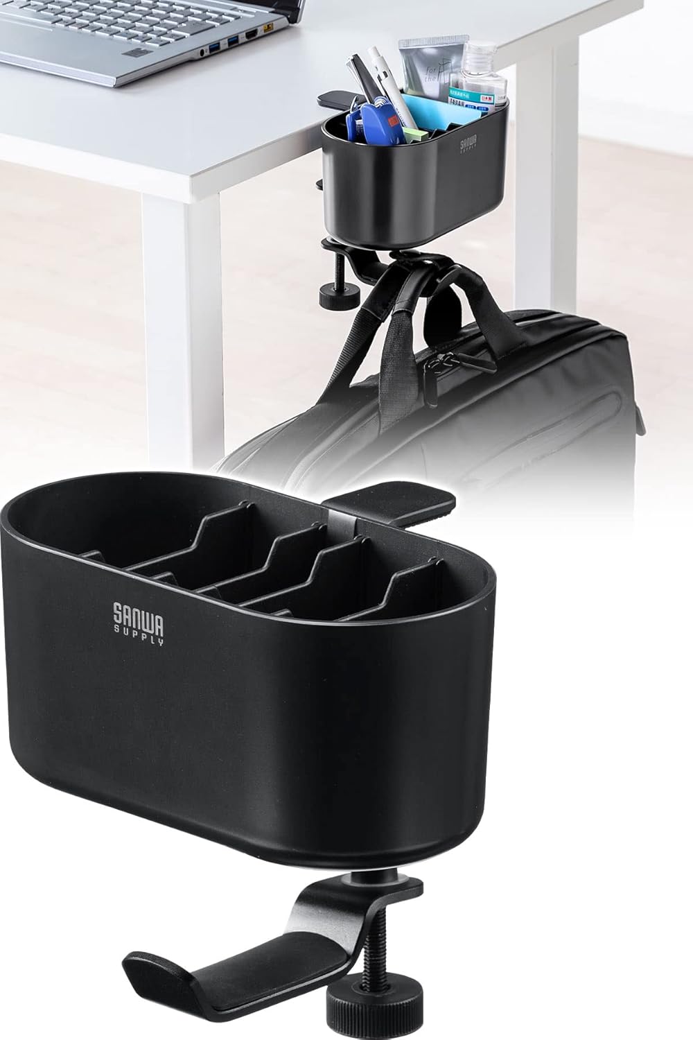 Amazon.co.jp: サンワダイレクト ドリンクホルダー デスク カバン掛け 机 耐荷重5kg クランプ ブラック 1個 200-STN070BK : 車＆バイク