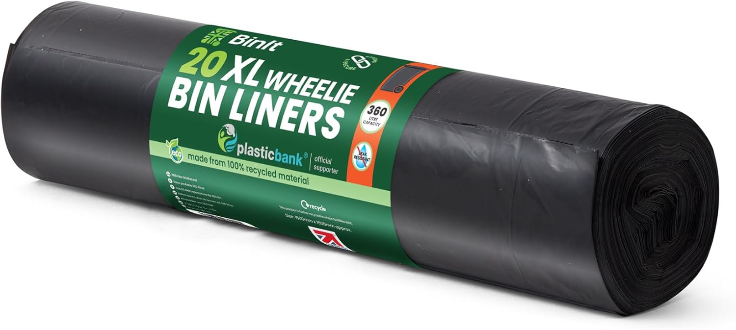 BIN IT 20 Wheelie Bin Liners 360 Litre, Eco-Friendly, Bin Bags, Refuse ...