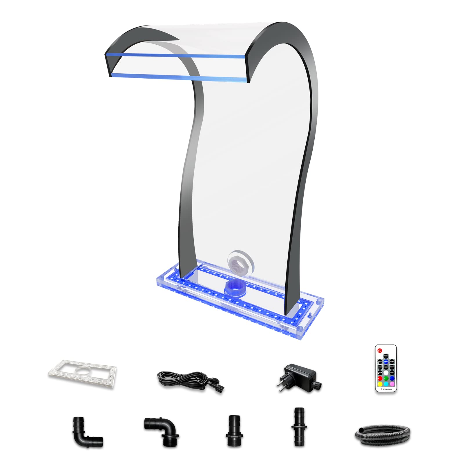 LONGRUN Waterfall Pool Fountain, Pond Waterfall Cascade, Acryrlic ...