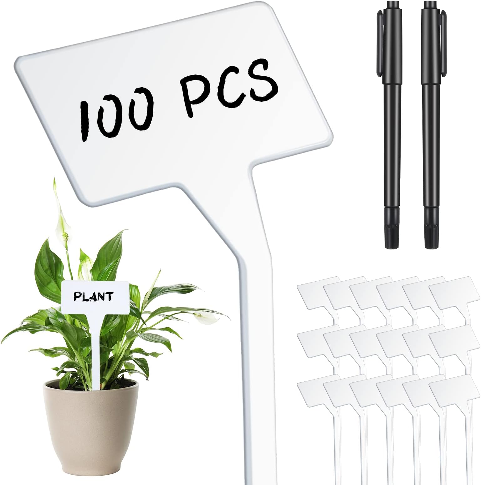 Amazon.com: 60 Pcs Large Plastic Plant Labels T-Type Durable Nursery ...