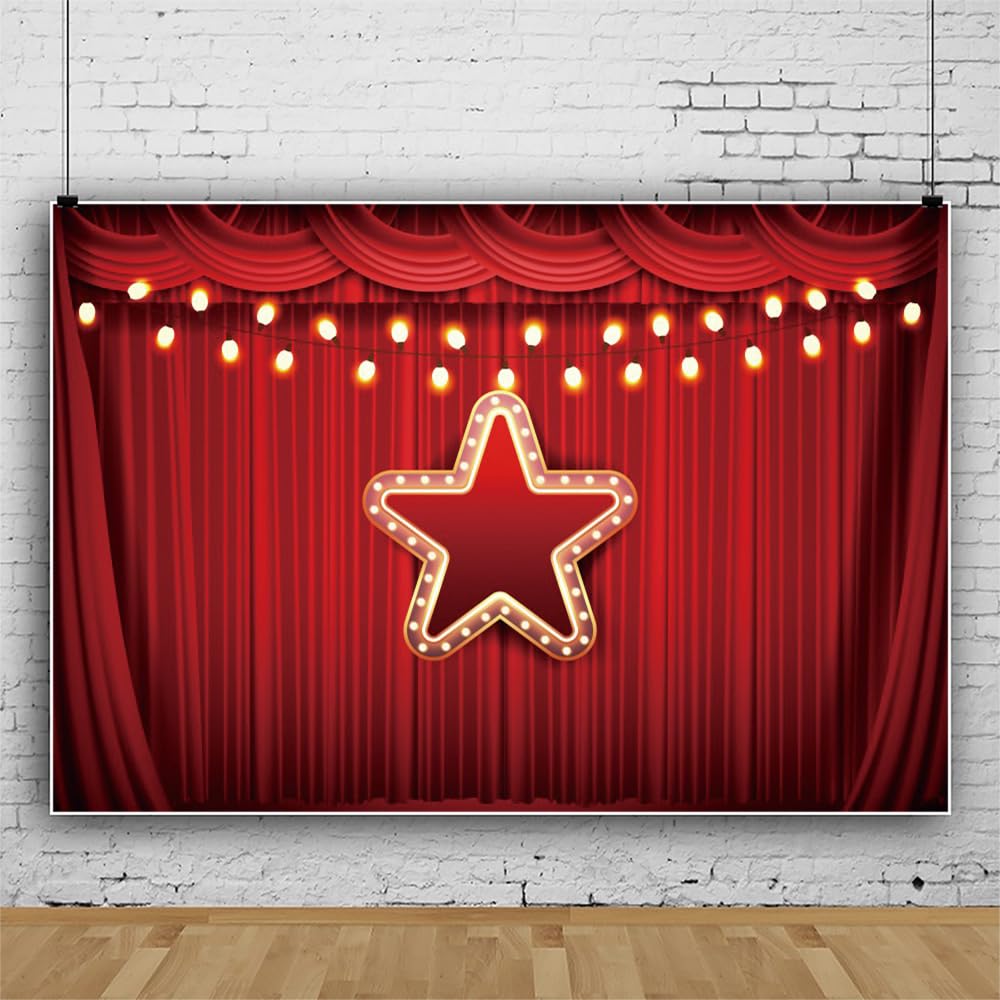 Amazon.com : Leowefowa Red Curtain Stage Photography Backdrop Concert ...