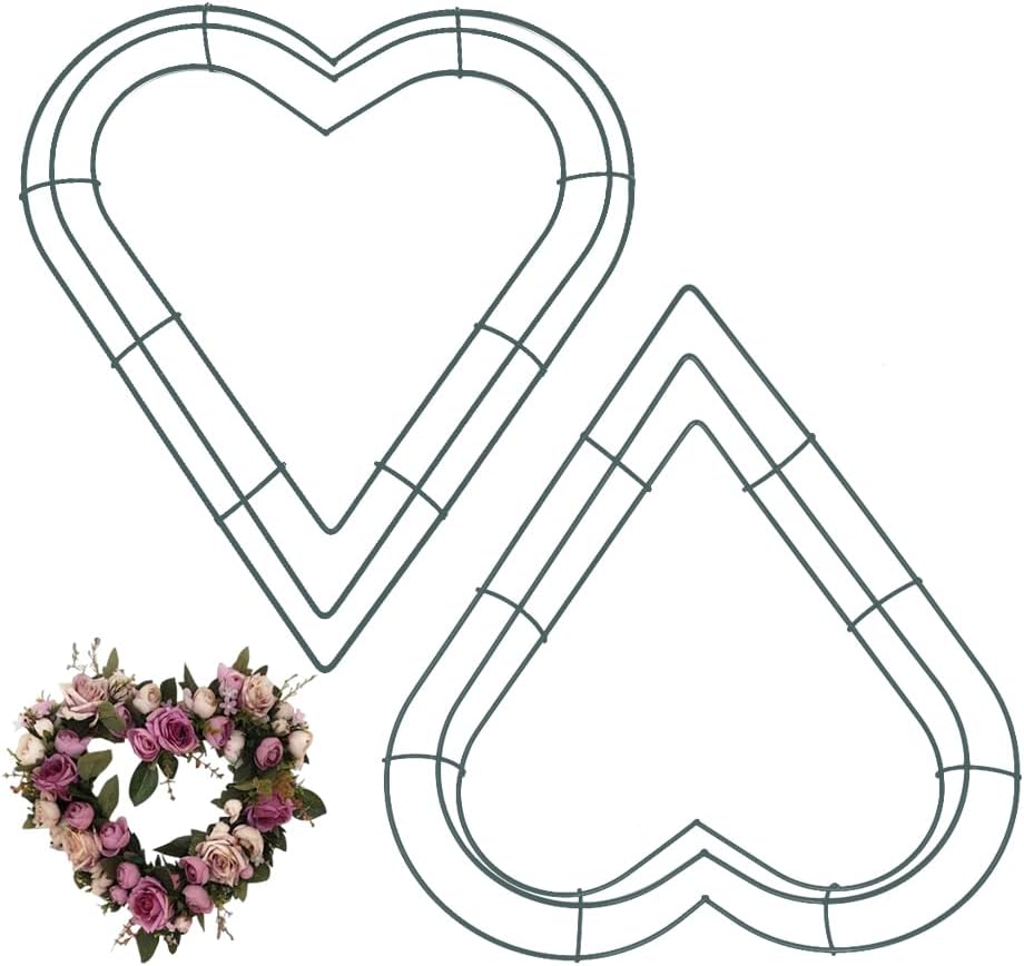 Amazon.com: JOYWU Heart Shaped Wire Wreath Frames,2 Pcs 12 in Green ...