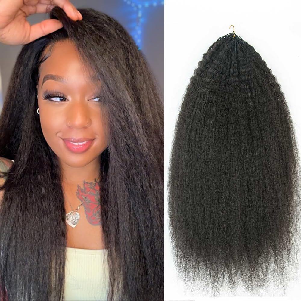 Amazon.com : Feather Crochet Hair Kinky Straight Human Hair For Black Women Pre-Separated ...