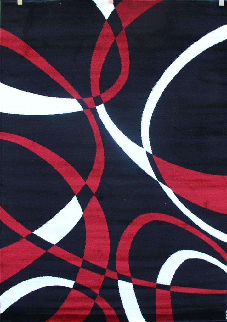 Amazon.com: Persian Area Rugs 2305 Red Black 5'2 x 7'2 Modern Abstract ...