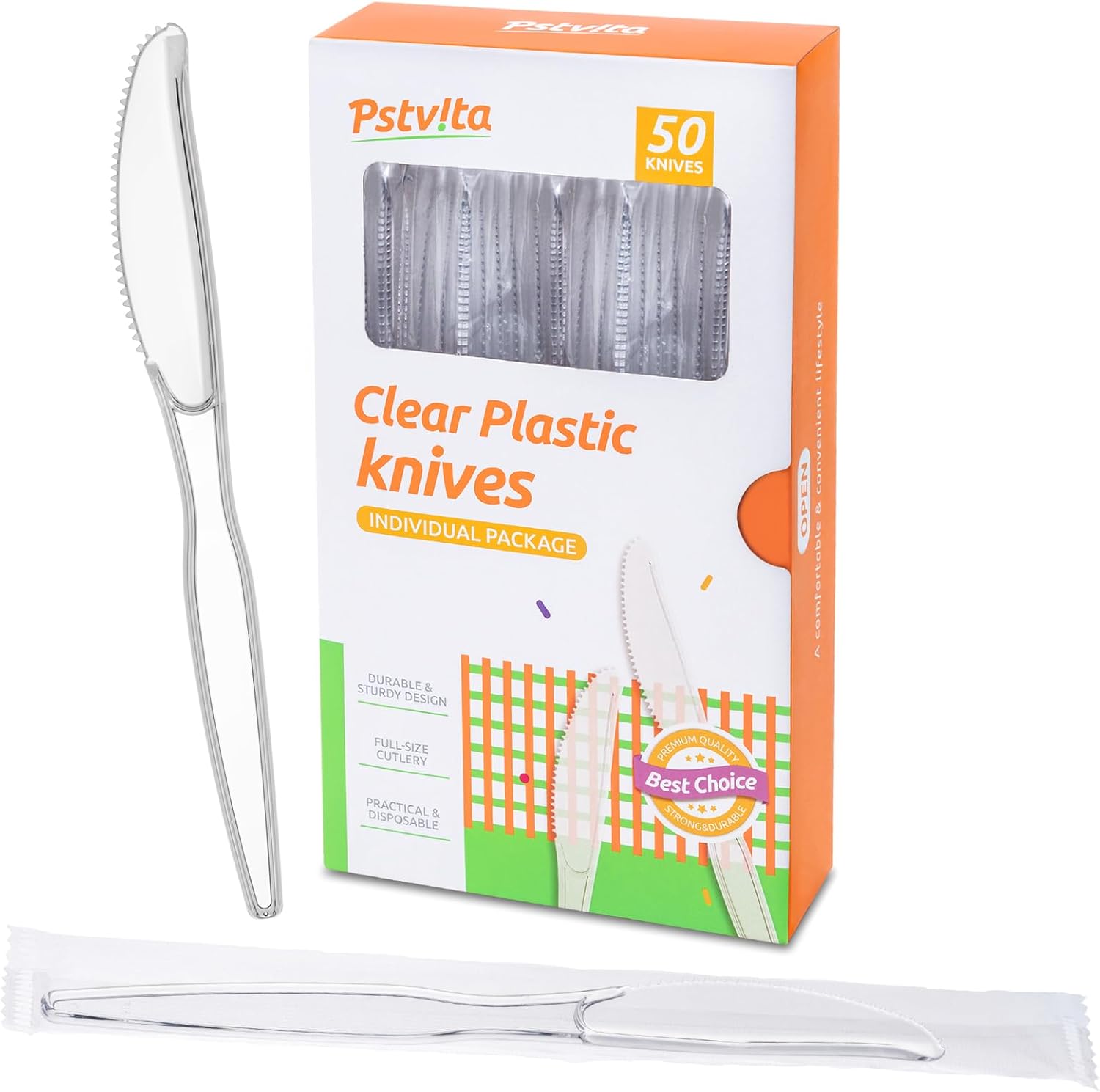 Amazon.com: PSTVITA Disposable Plastic Knives Clear, Pack of 50 ...