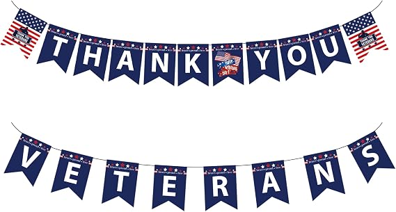Amazon.com: CupaPlay Veterans Day Banners Decorations Thank You ...