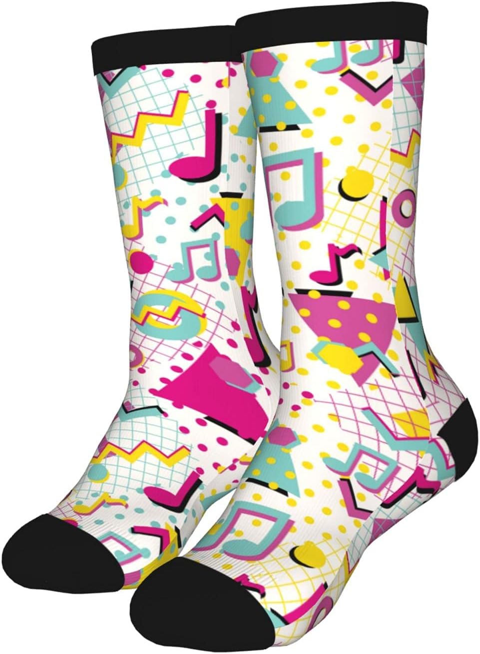 Weird Music Socks Colorful Abstract 80s Style Musical Notes Casual ...
