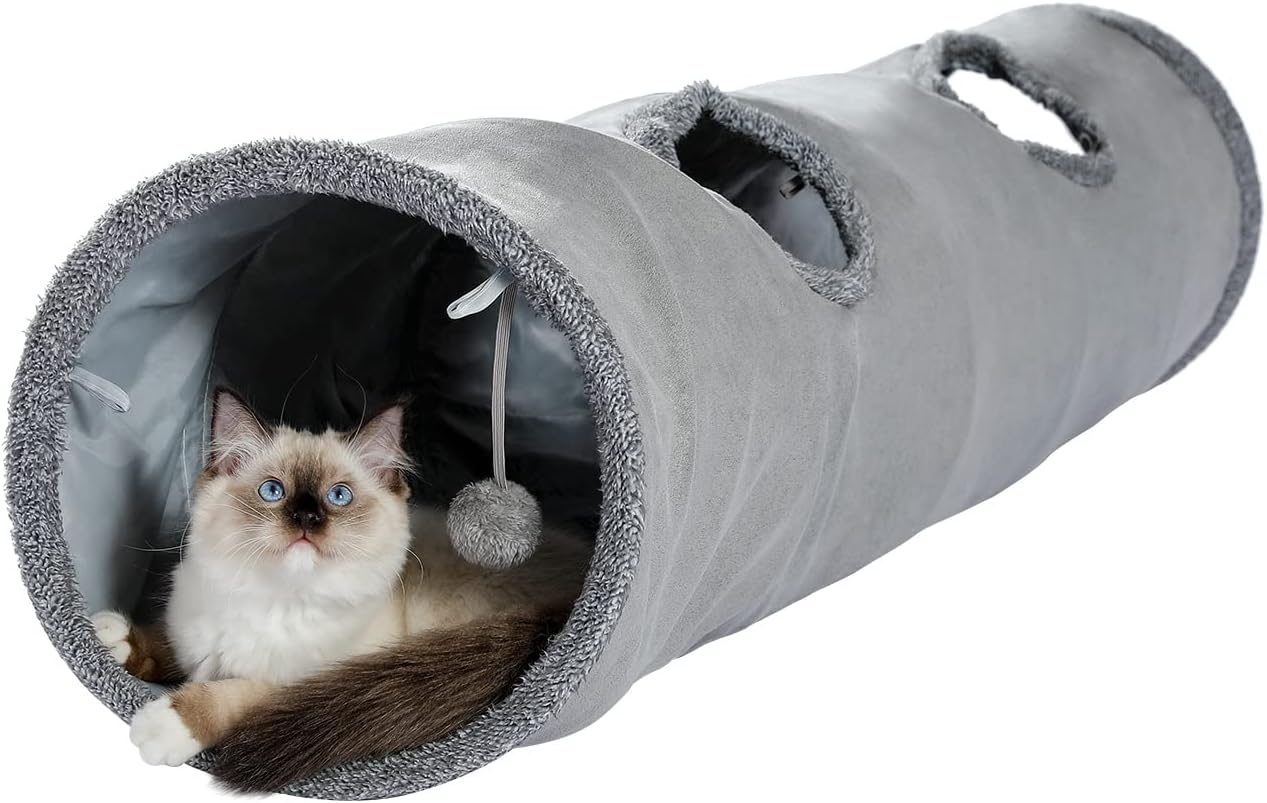 OHANA Schön Faltbar Katzentunnel Katzenspielzeug mit Ball Rascheltunnel ...