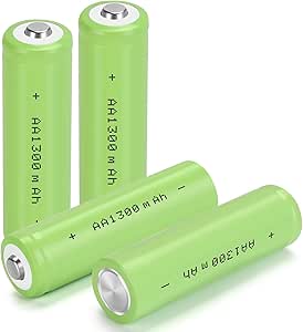 Amazon.com: volkate 4 Pack NIMH AA Rechargeable Batteries, 1.2V 1300mAh ...