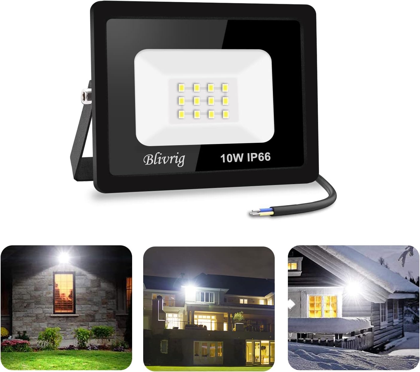 Blivrig 10W Faro LED da Esterno, Faretto LED Esterno Bianco Caldo 3000K ...