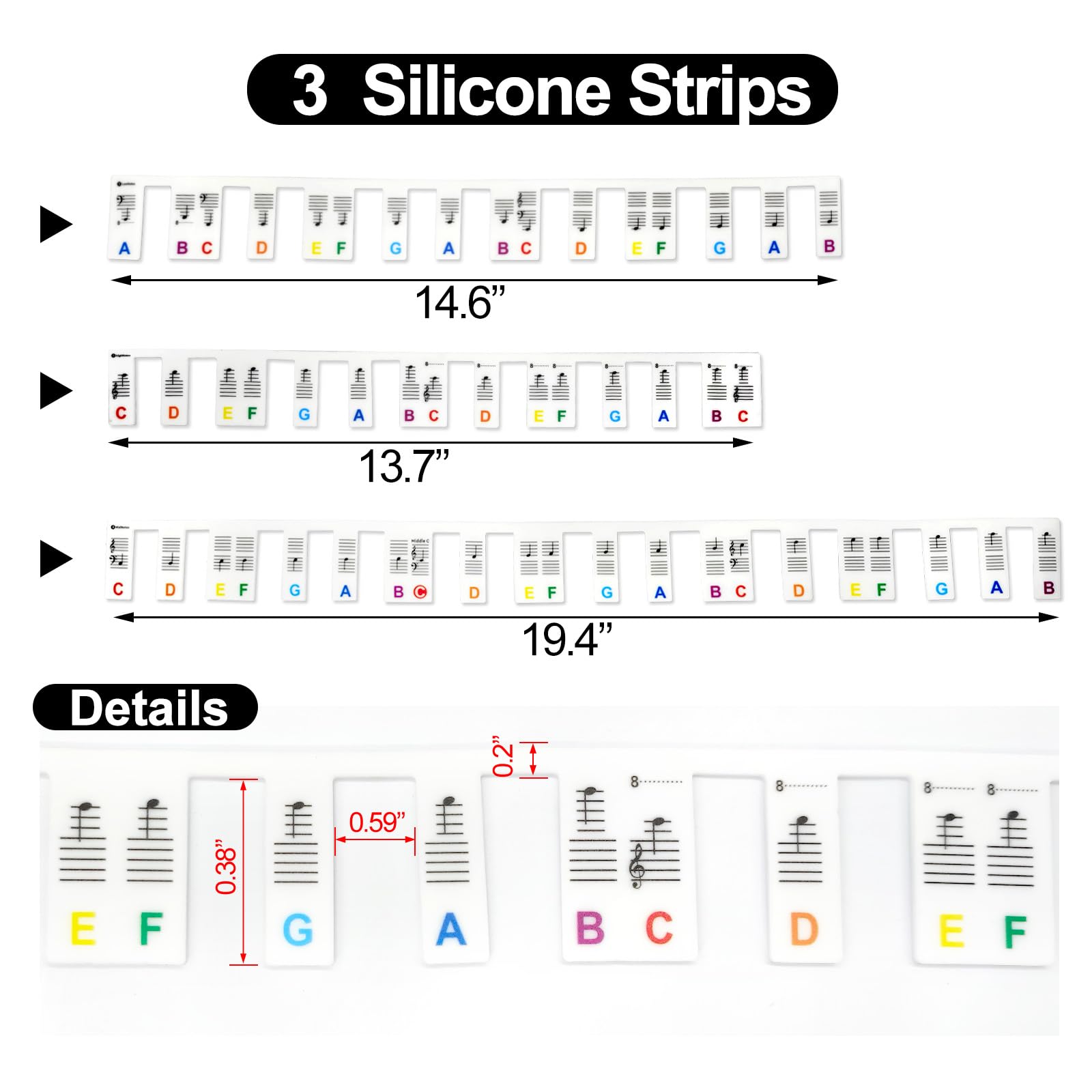 Snapklik.com : BlingKingdom Removable Keyboard Note Labels 88-Key Full ...