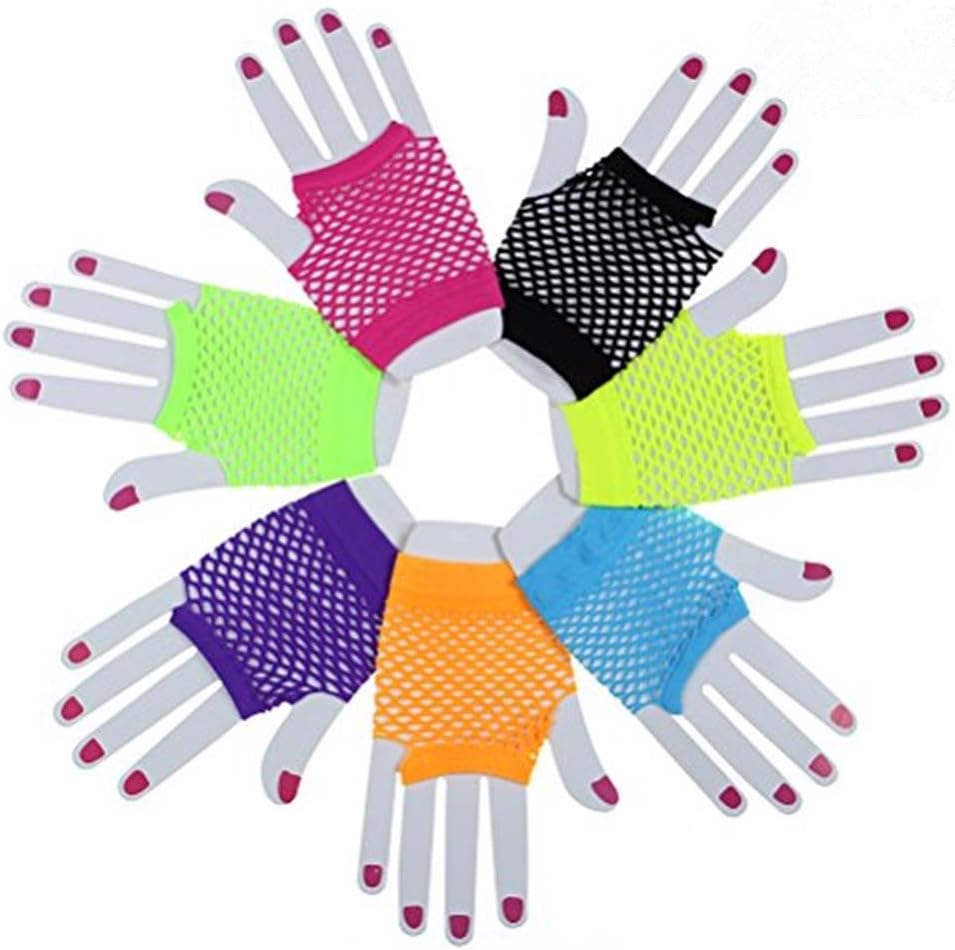 Haodeba 7 Pairs Stretchy Fingerless Fishnet Gloves for Parties ...